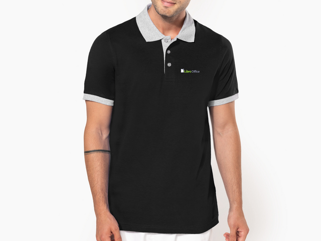 LibreOffice Polo Shirt (black-grey) - HELLOTUX